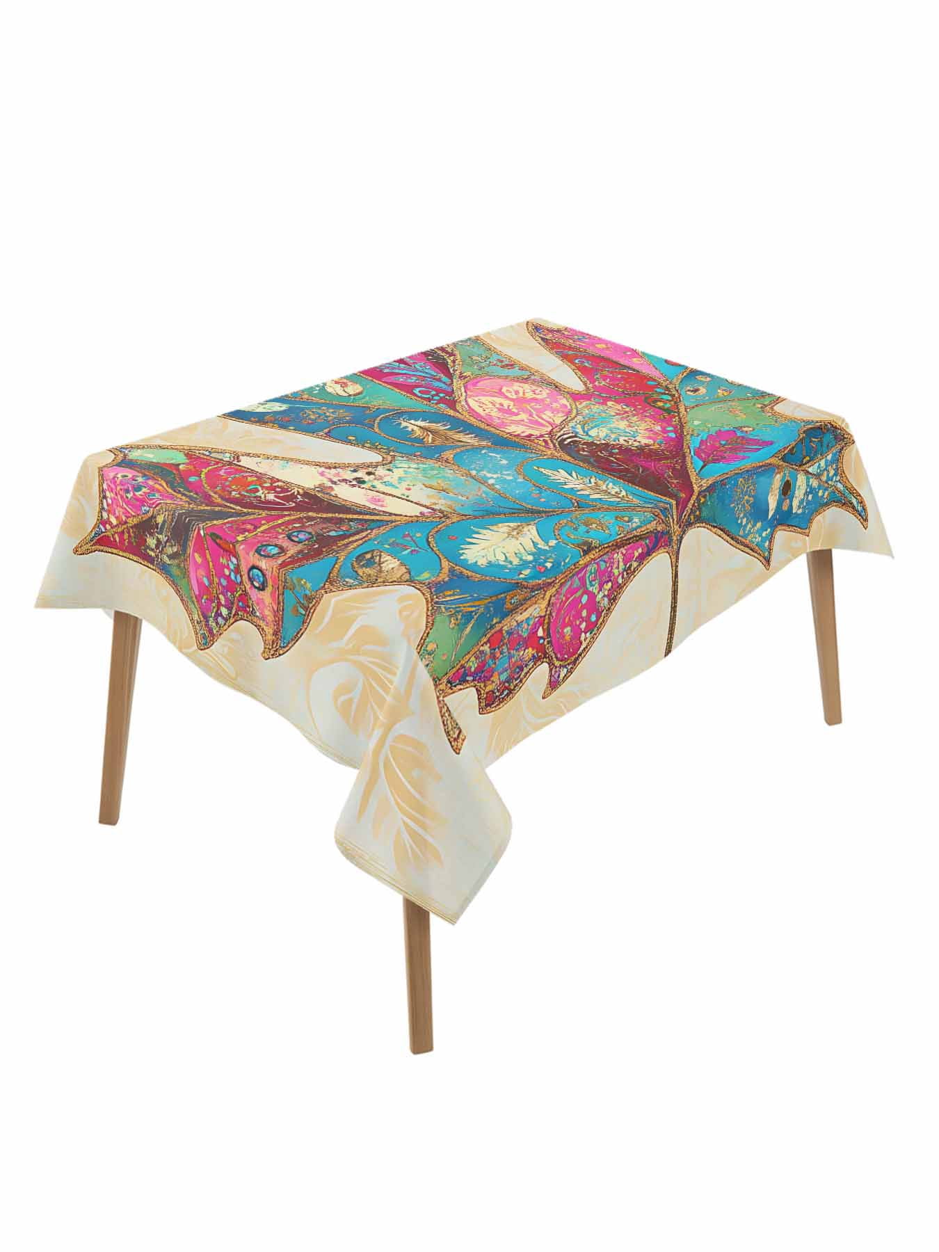 Maple Leaf Table Cloth 60x84 Inch Rectangle, Medieval Vintage Floral ...