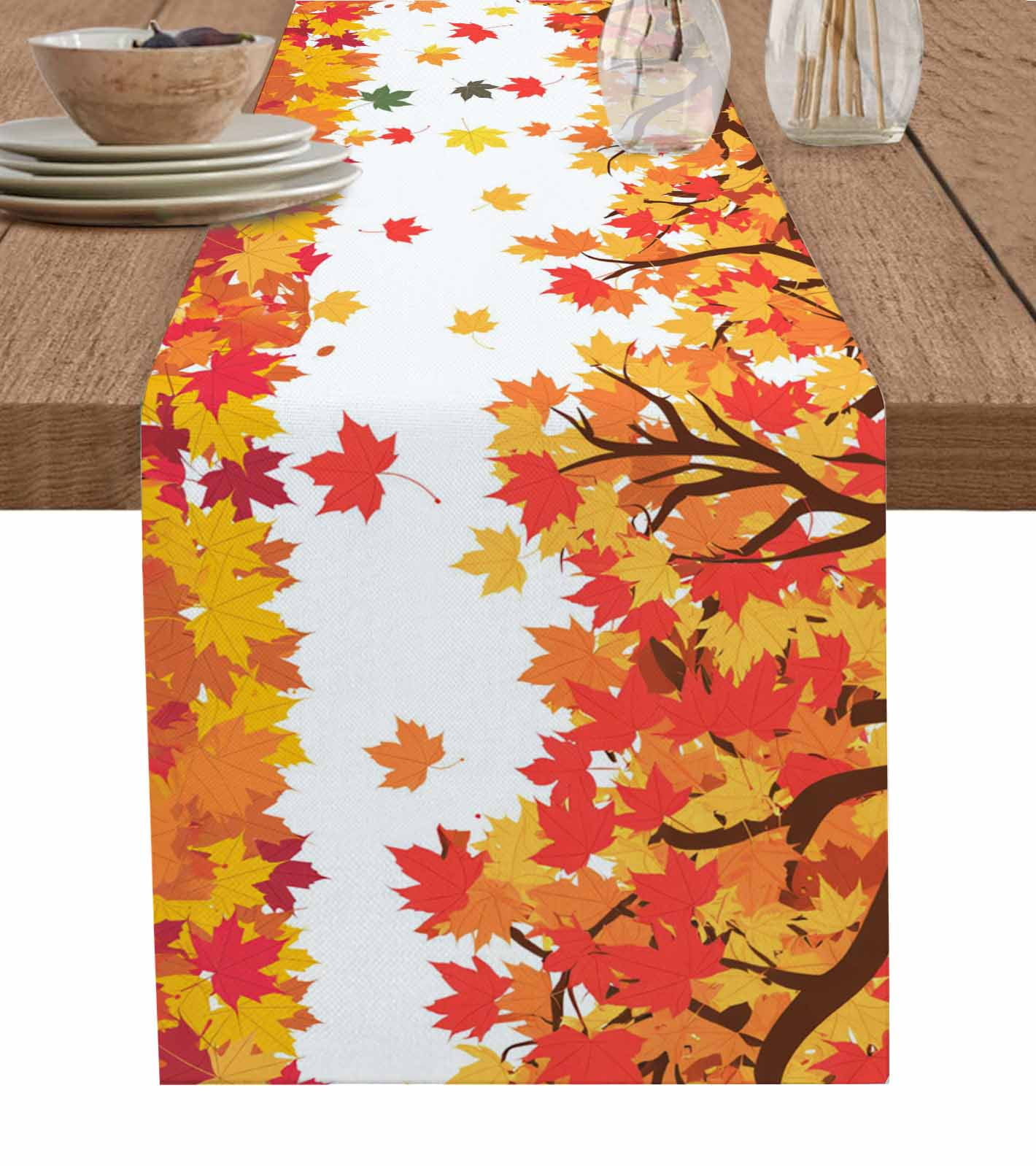 Maple Leaf Table Runner 70 Inches, Thanksgiving Autumn Country Fall ...
