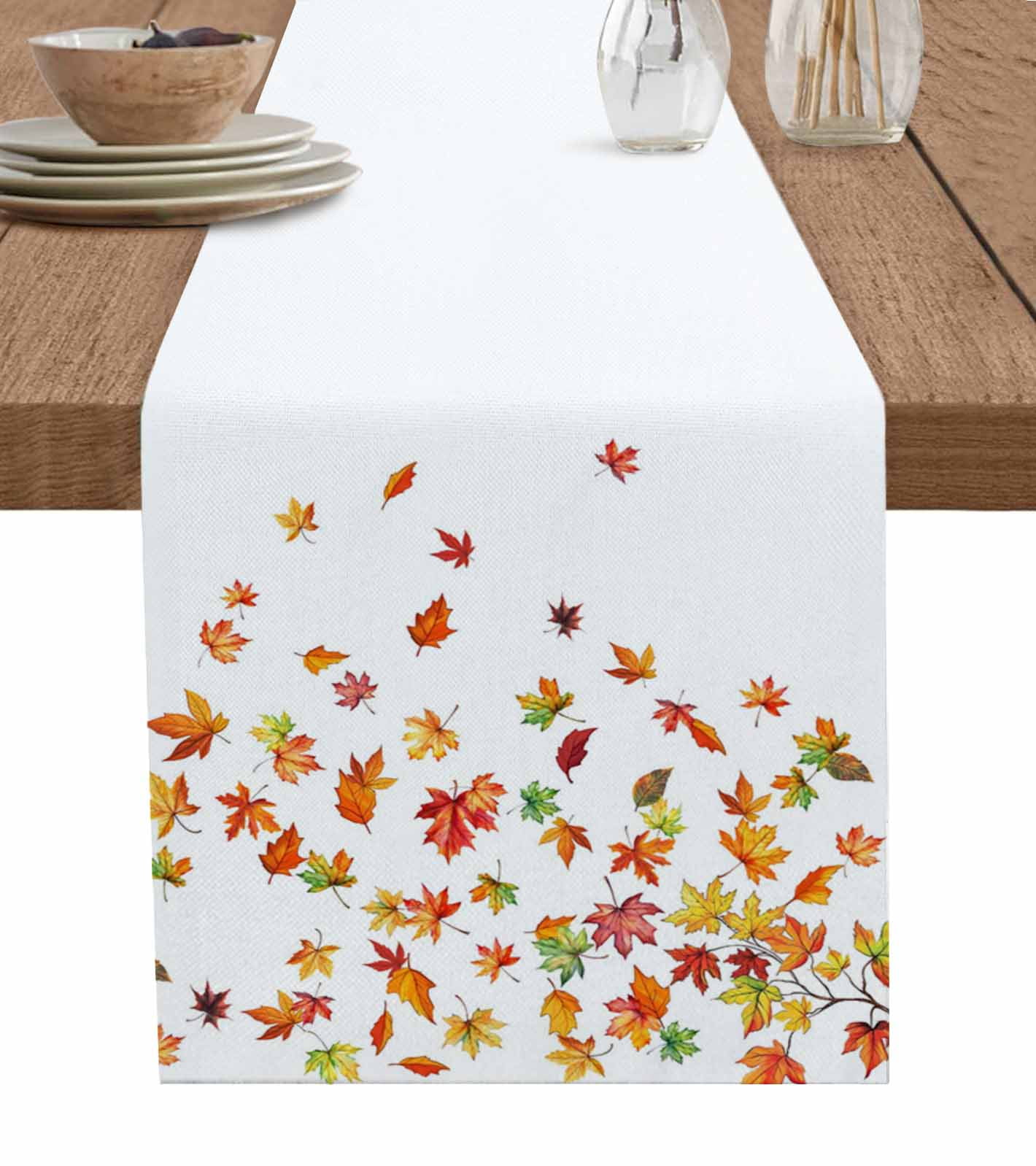 Maple Leaf Table Runner Autumn Botanical Watercolor Farmhouse Tablerunners 13 x 60 Inch, Table ...