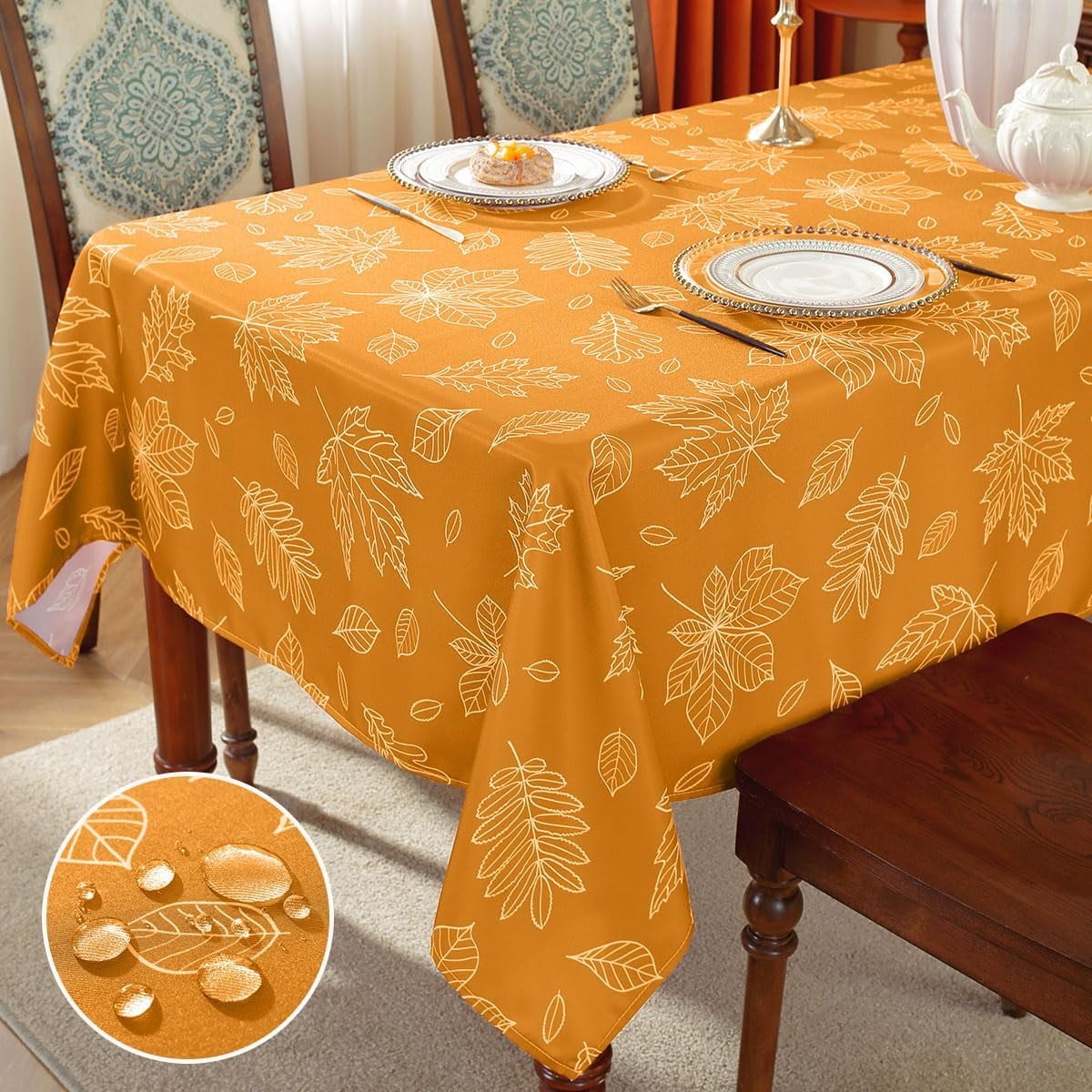 Maple Leaf Tablecloth Rectangular 60 x 120 Inch Waterproof Anti-Shrink ...