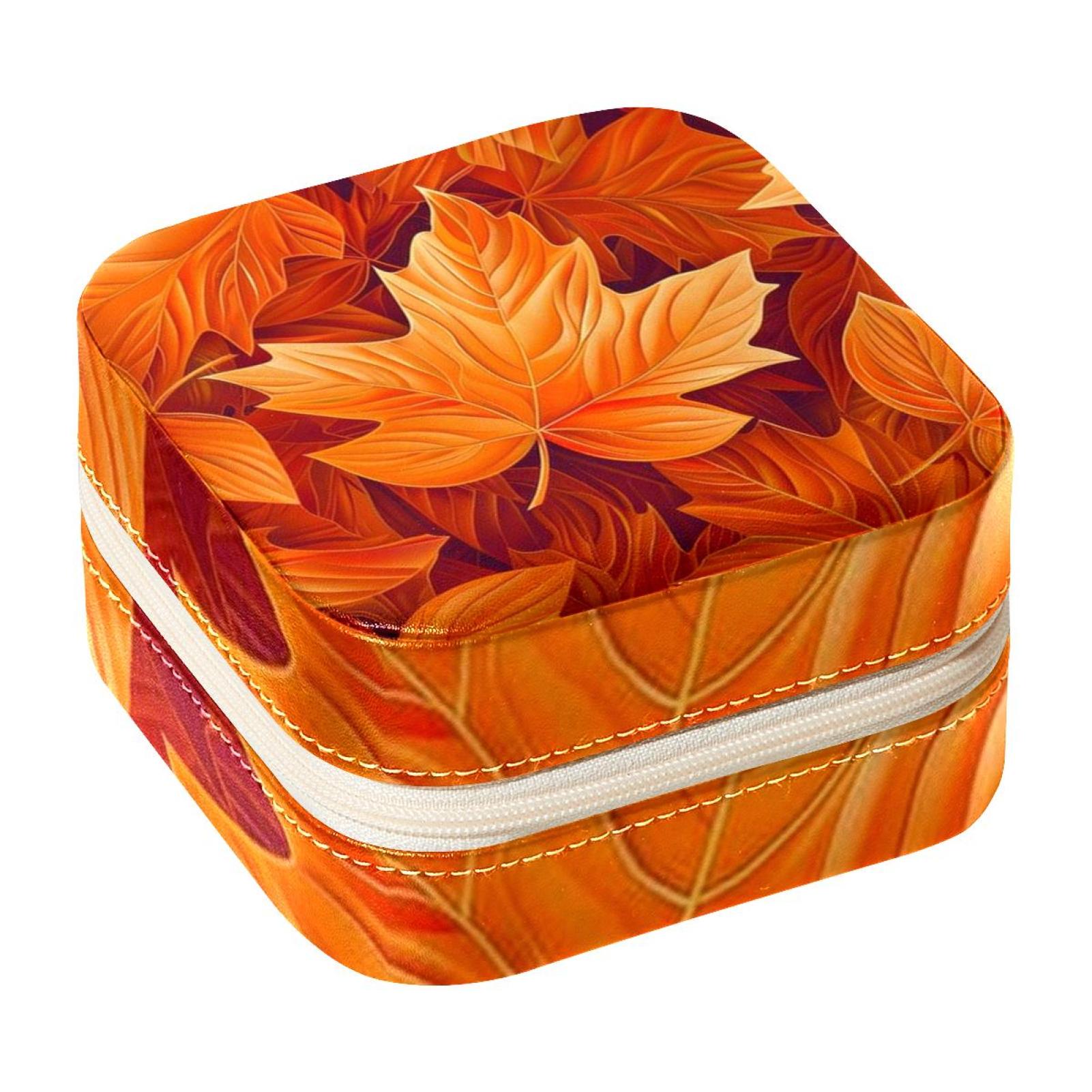 Maple Leaf Travel Portable Square Jewelry Organizer Box - Earring ...