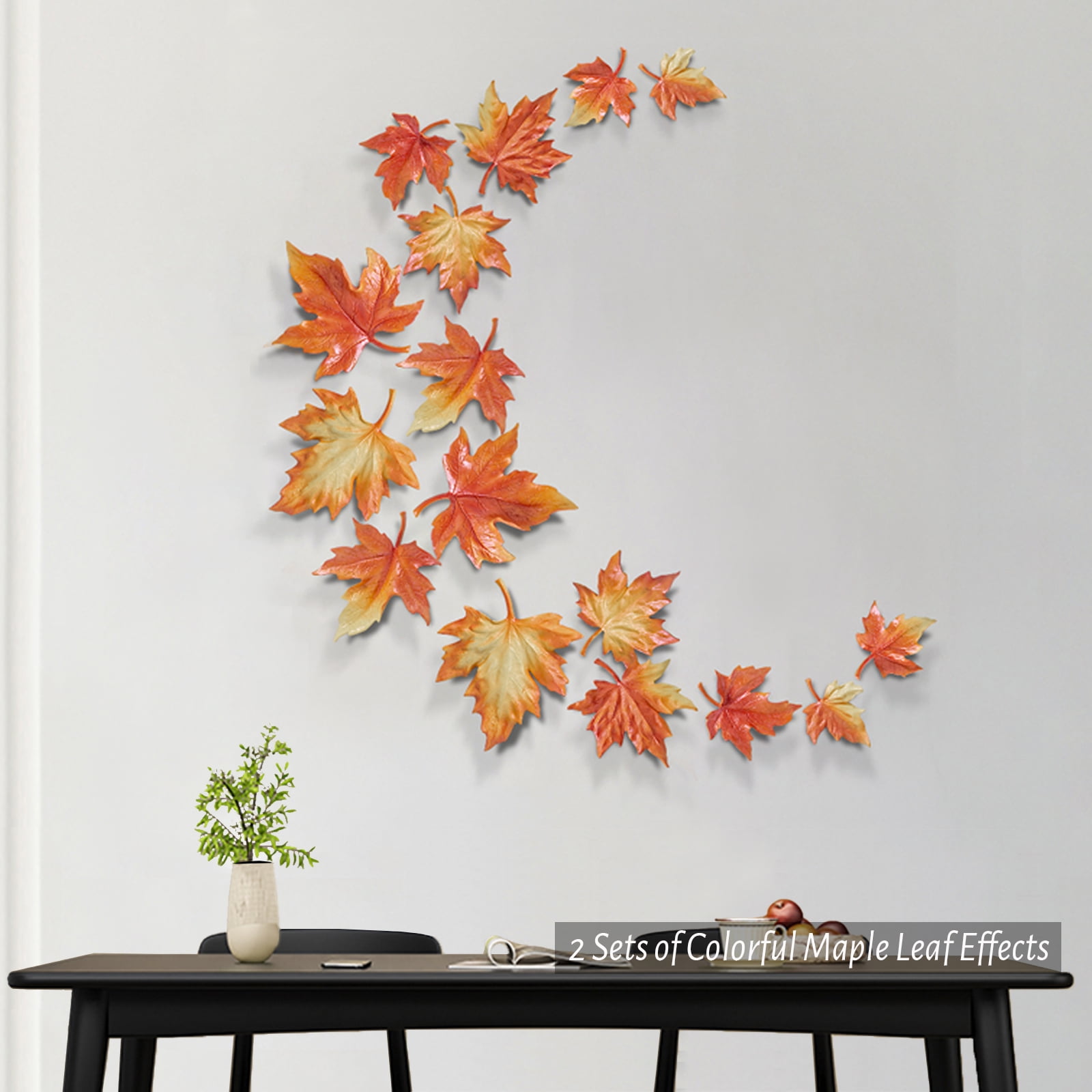 Maple Leaf Wall Decor 8 Pack Resin 3D Wall Sculptures Hanging ...