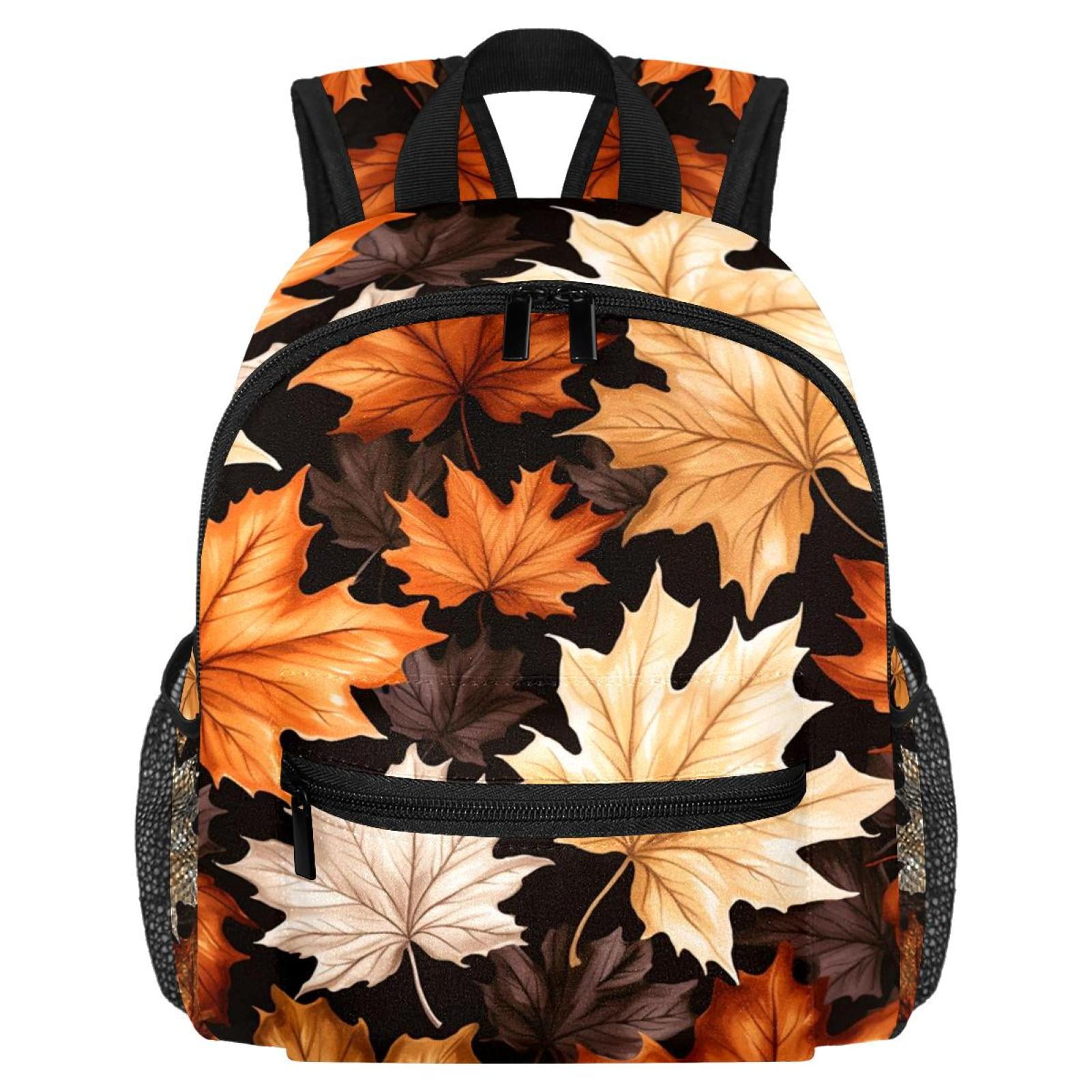 Maple Leaves Adjustable Shoulder Strap Canvas Backpack with Large ...