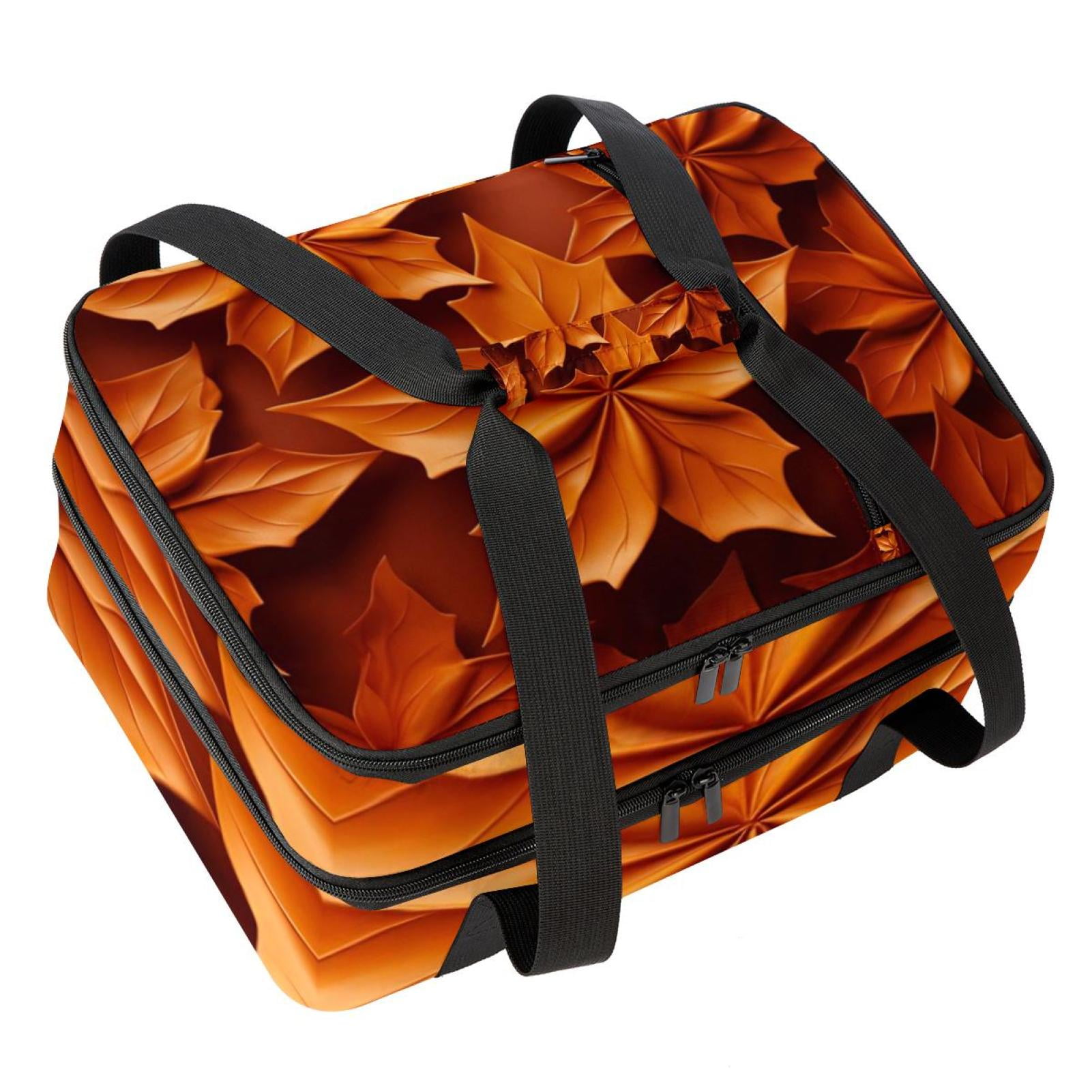 Maple Leaves Double Layered Insulated Lunch Bag with Two Compartments ...