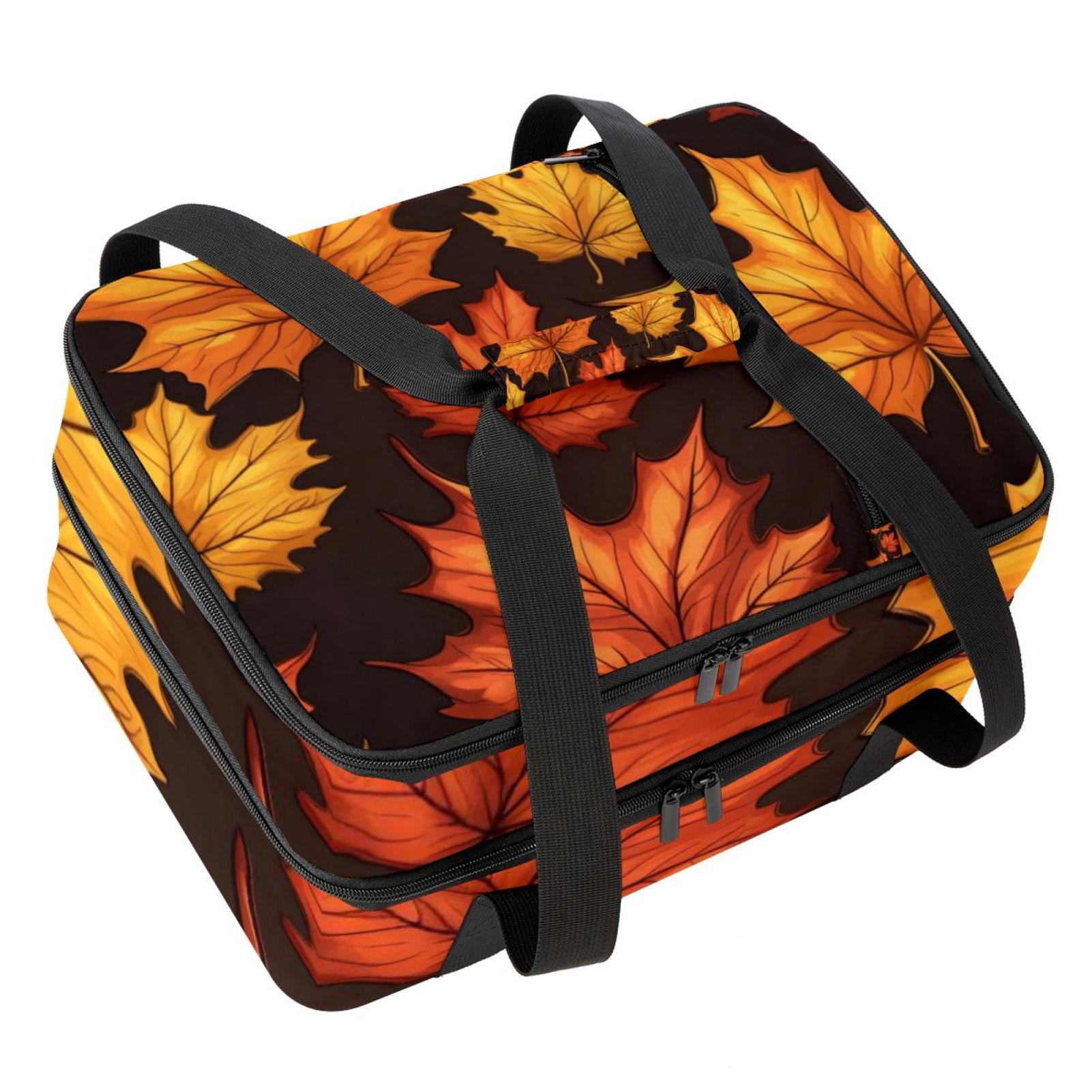 Maple Leaves Double Layered Insulated Refrigerated Lunch Bag with Two ...