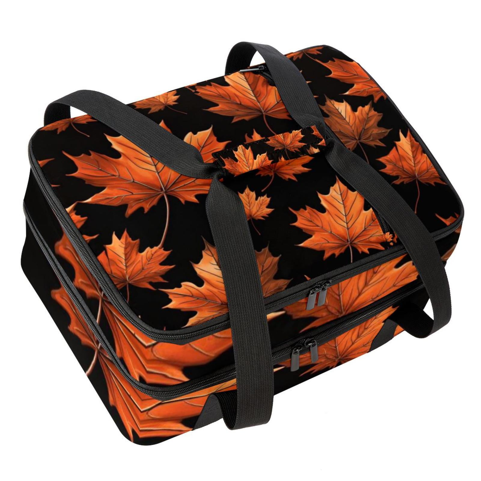 Maple Leaves Double Layered Insulated Refrigerated Lunch Bag with Two ...