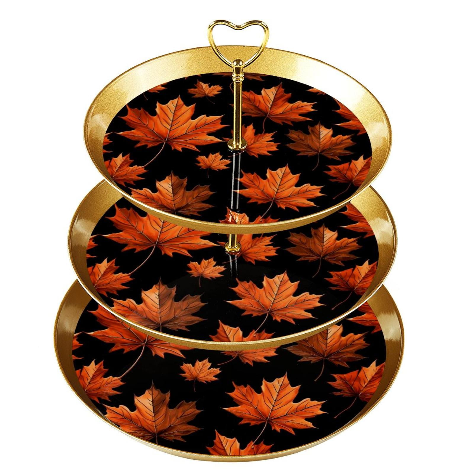 Maple Leaves Elegant Wedding Dessert Table Decor Set with Plastic Discs ...