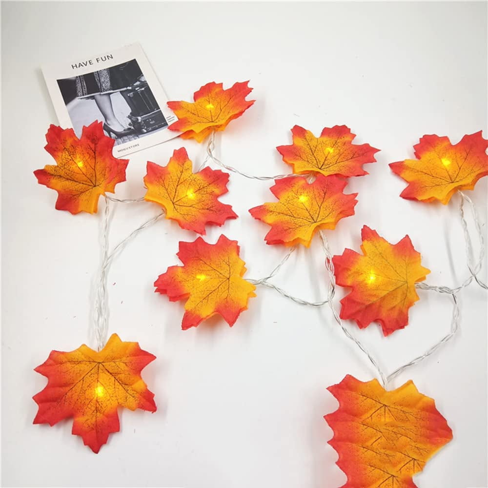 Maple Leaves Fall String Lights - 40LEDs 10ft/3m Thanksgiving Day ...