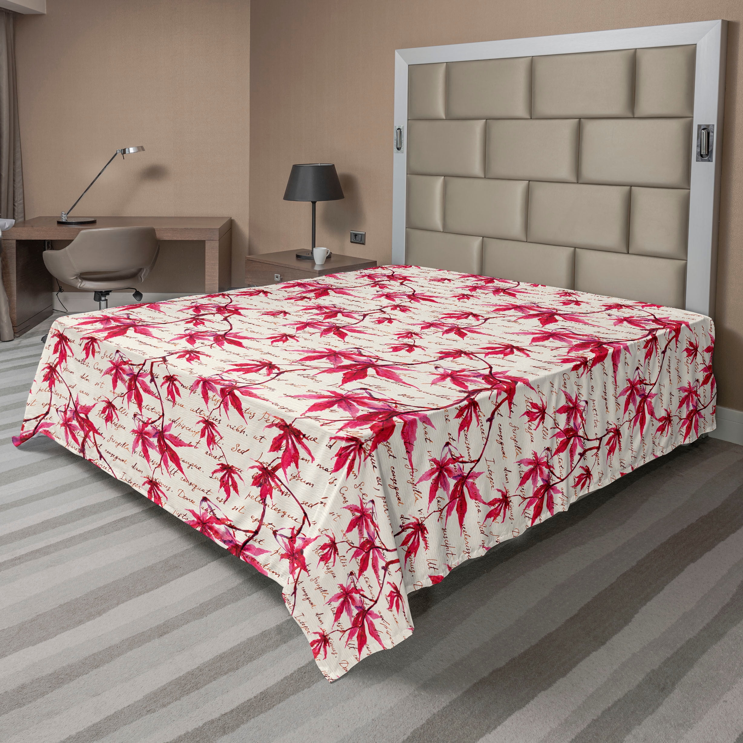Ambesonne Maple Leaves Flat Bedding Sheet Soft Top Sheet, Canadian Leaf ...