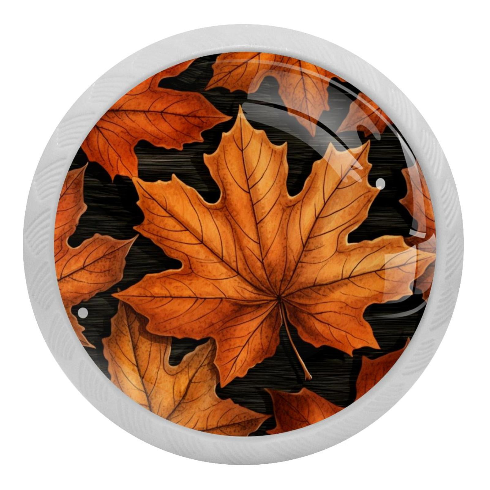 Maple Leaves Fluorescent Drawer Pulls with Screws - Round 4-Pack Glow ...