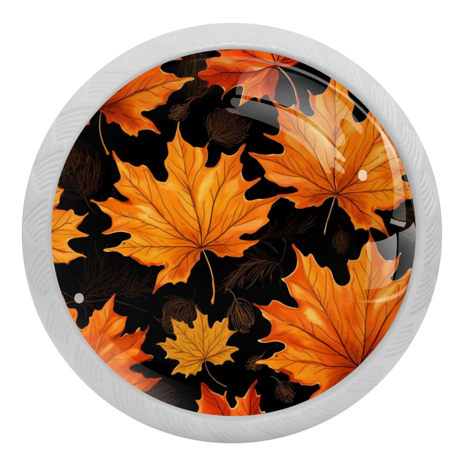 Maple Leaves Fluorescent Drawer Pulls with Screws: Round 4-Pack Glow-in ...