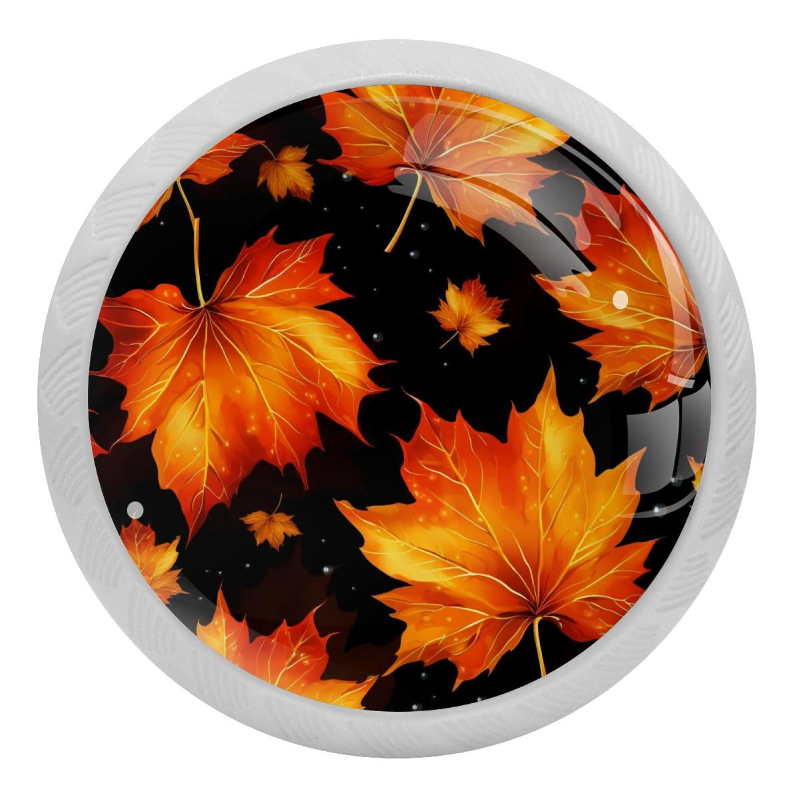 Maple Leaves Fluorescent Drawer Pulls with Screws, Round 4-Pack, Glow ...