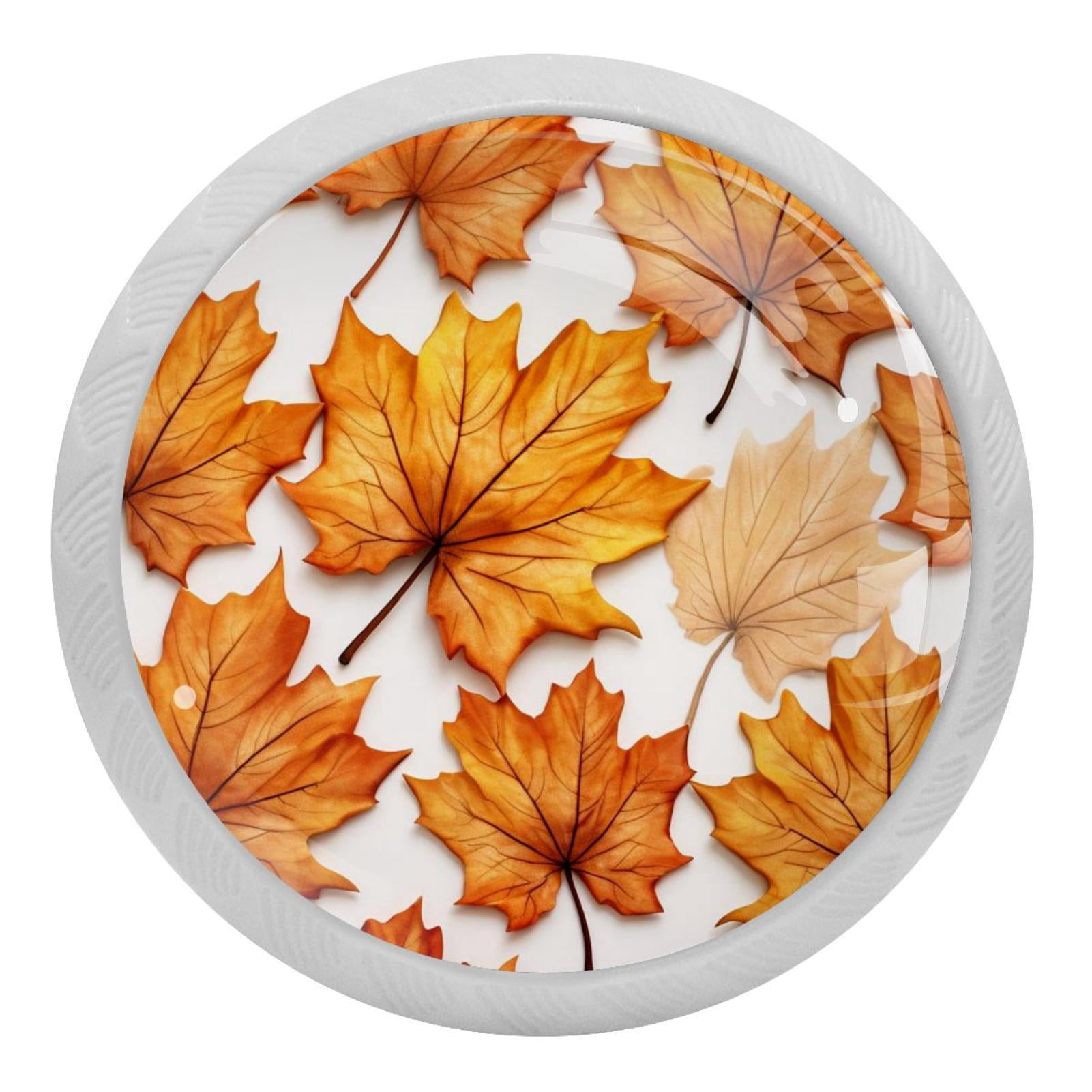 Maple Leaves Fluorescent Drawer Pulls with Screws: Round 4-Pack Glow-in ...