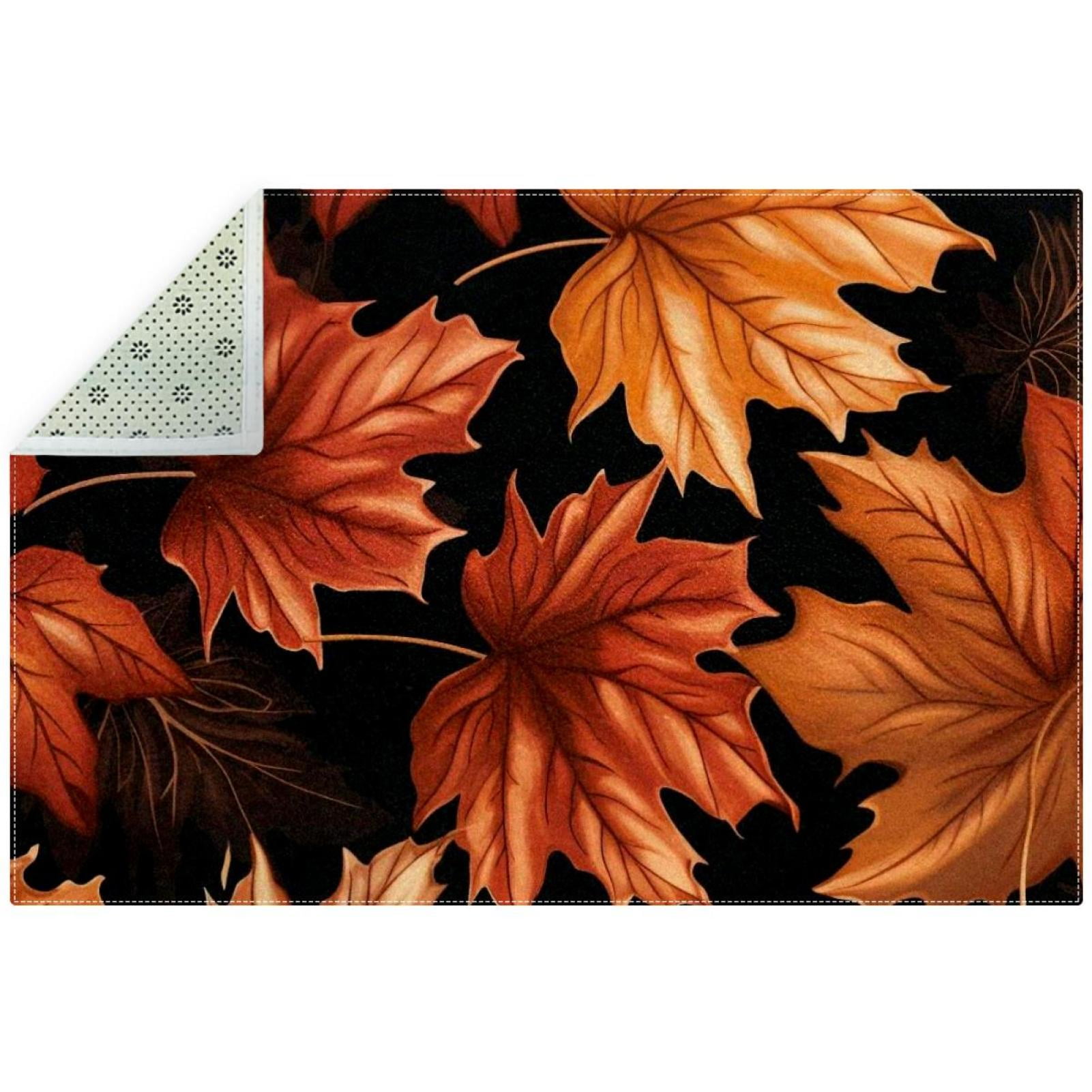 Maple Leaves Kitchen Mat | Comfortable Polyester Floor Mat for Standing ...
