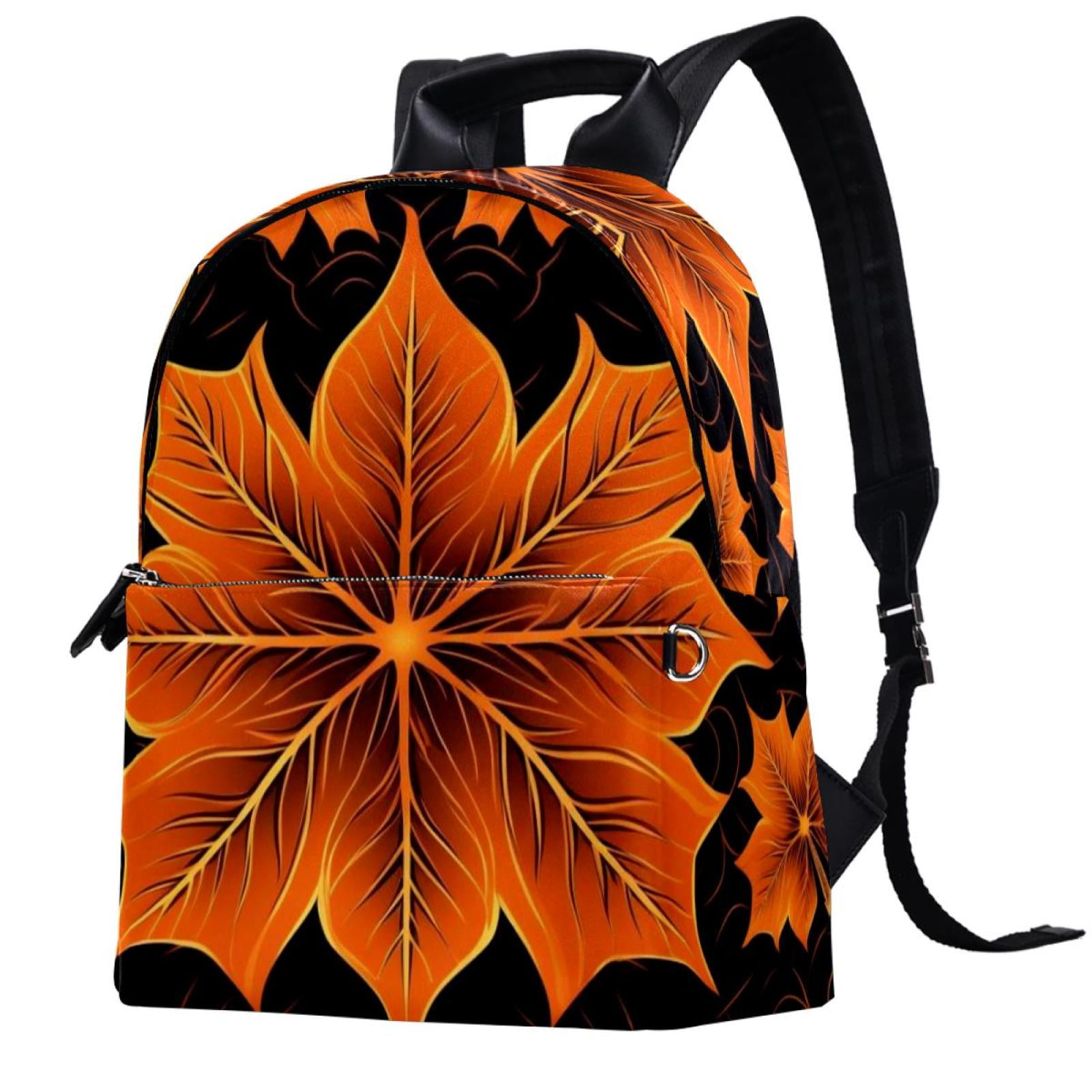 Maple Leaves Large Capacity Leather Backpack with Adjustable Shoulder ...