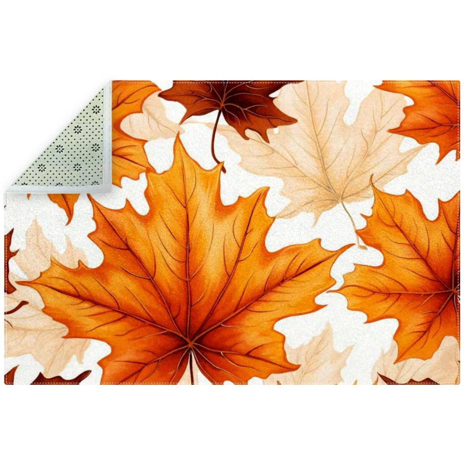 Maple Leaves Modern Polyester Area Rug - Soft and Durable Right-Angle ...