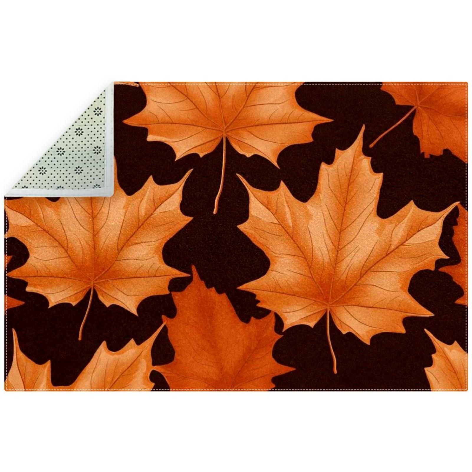 Maple Leaves Office Mat with Right-Angle Design - Polyester Floor Mat ...