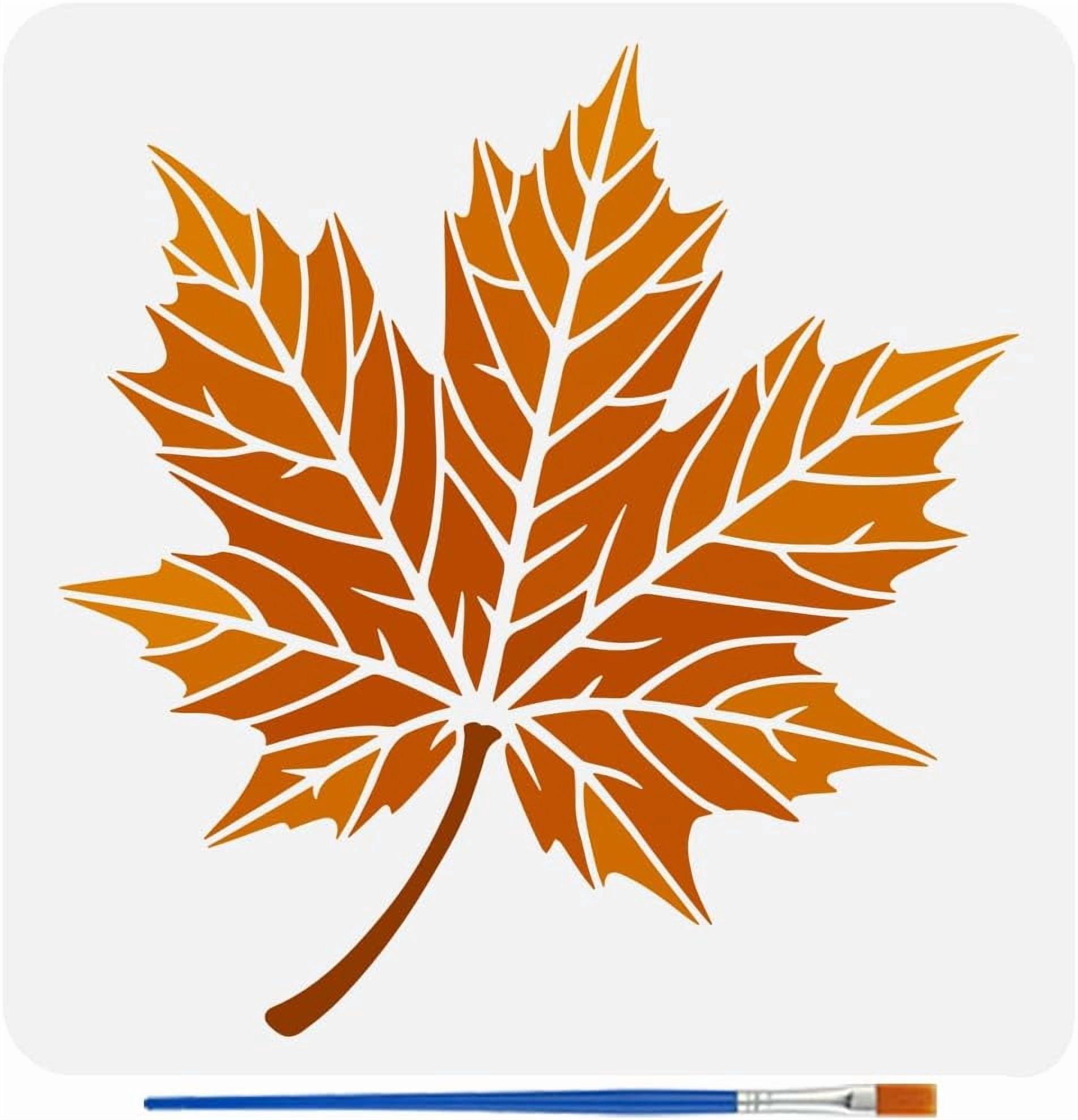 Maple Leaves Painting Stencils with Brush 11.8x11.8inch Plastic PET ...