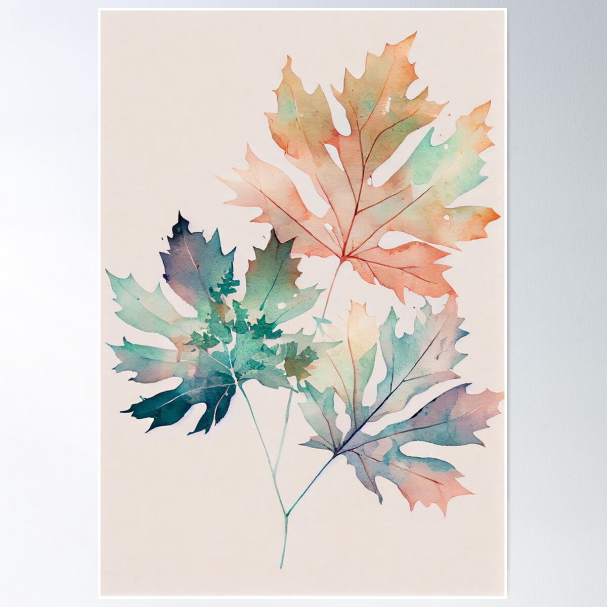 Maple Leaves Pattern Poster Wall Art, Modern Wall Decor For Living Room ...