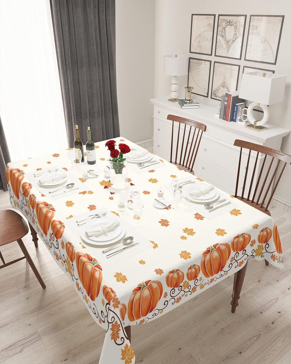 Maple Leaves Tablecloth Waterproof for Round/Rectangle/Oval/Square ...