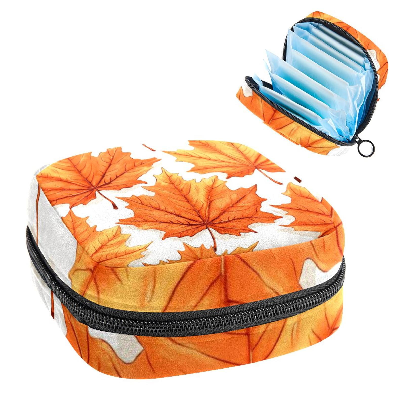 Maple Leaves Toiletry Bag Small Travel Storage Pouch for Menstrual Pads ...