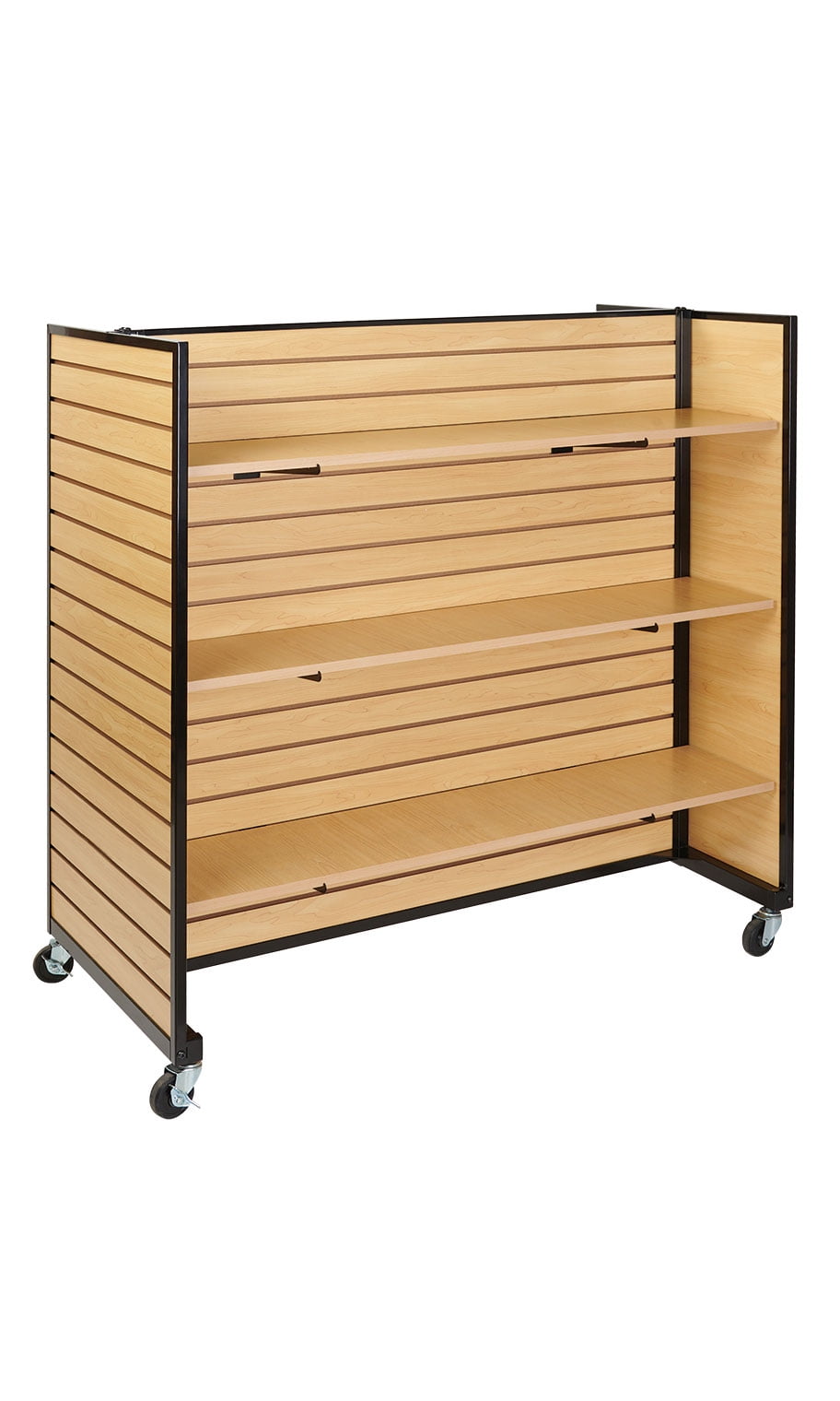SSWBasics Maple Metal Framed Rolling Slatwall Gondolas with 6 Shelves ...