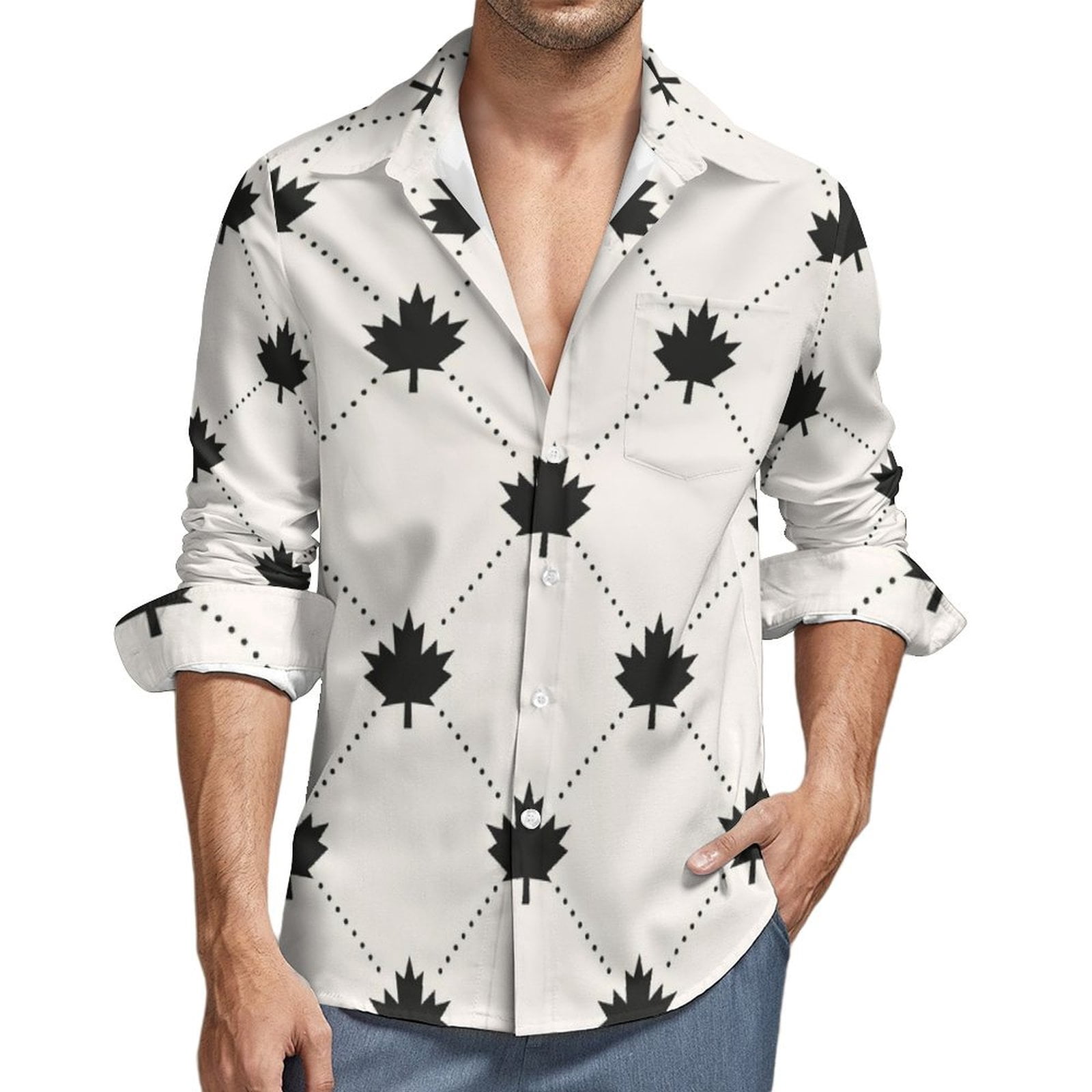 Maple Plaid Mens Long Sleeve Button Down Shirts, Casual Men's Button Up ...