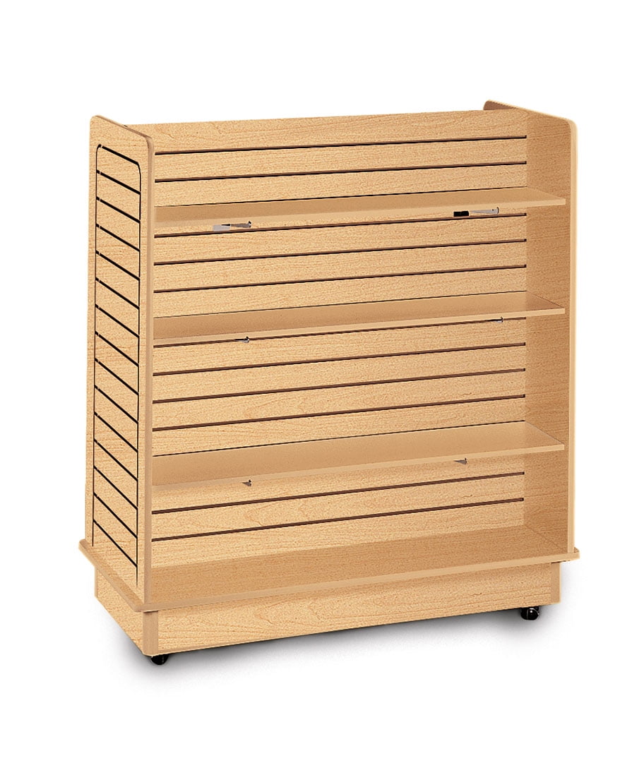 Maple Melamine Slatwall Gondola Unit with 6 Shelves, Base and Casters ...