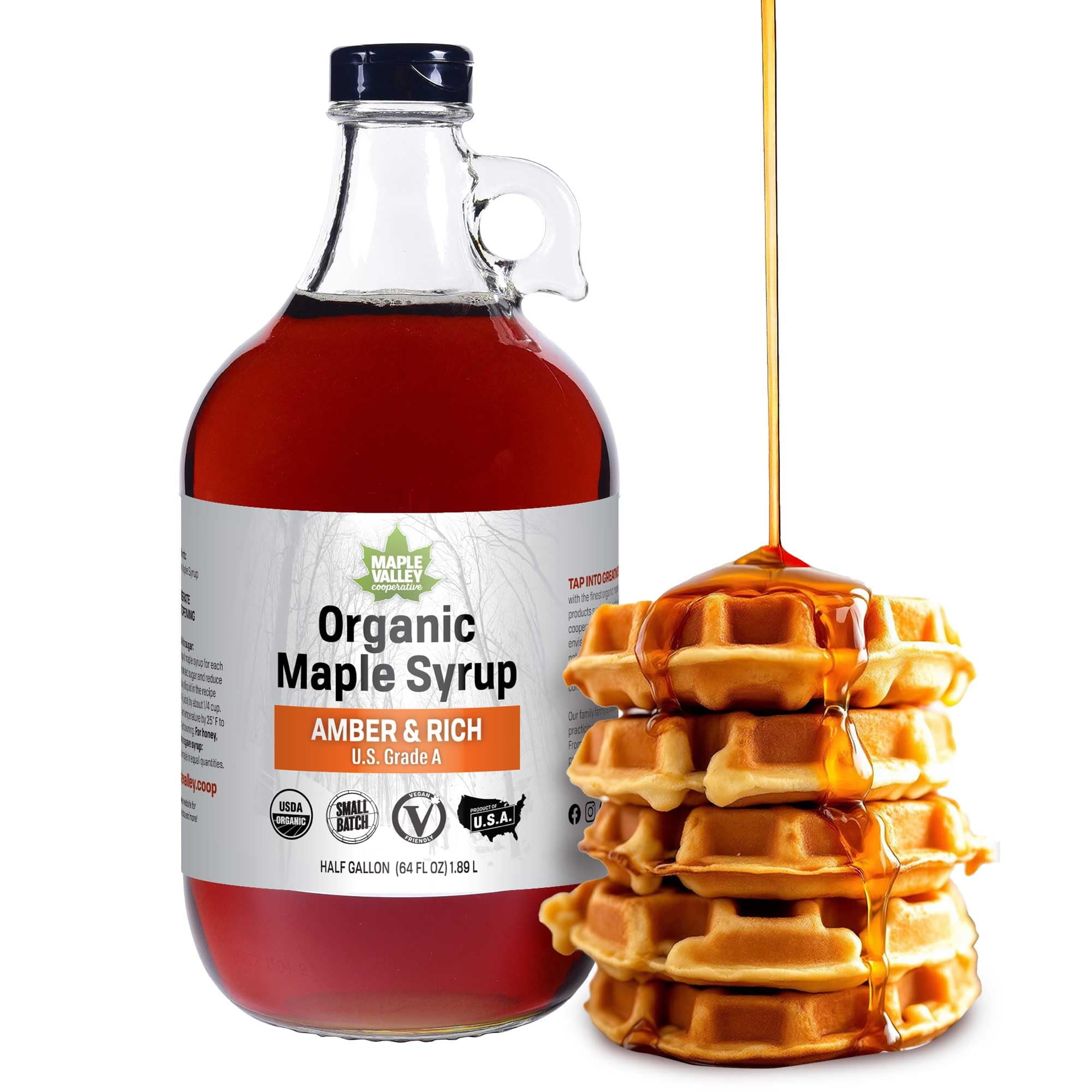 Maple Valley Organic Pure OIF8 Maple Syrup, Amber and Light, Better ...