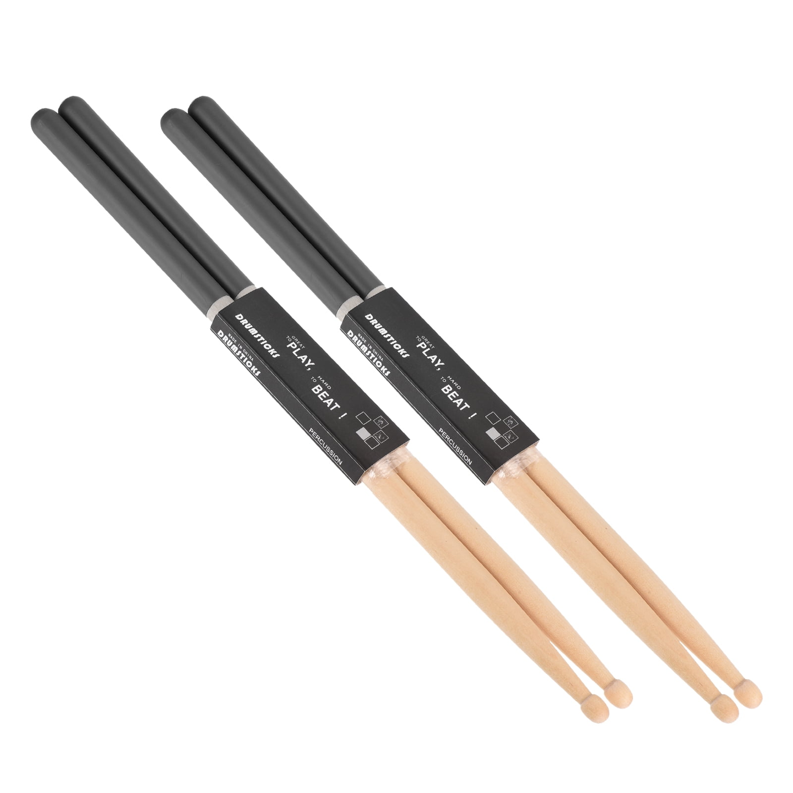 Uxcell Maple Wood Drumstick 7A Anti Slip Handle Grips Drum Stick Black ...
