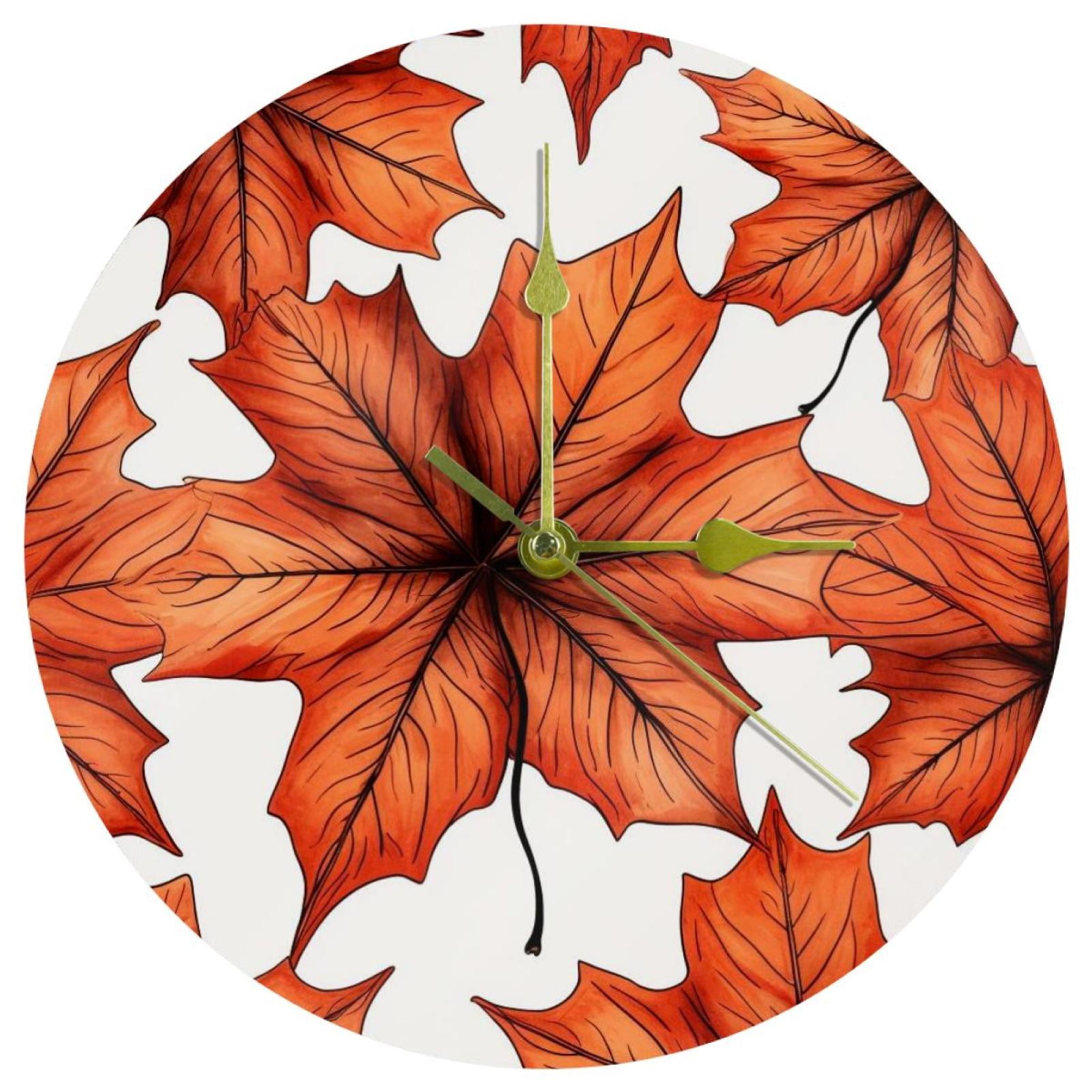 Maple leaf 9.8 Inch Round Acrylic Wall Clock - Silent Non Ticking ...