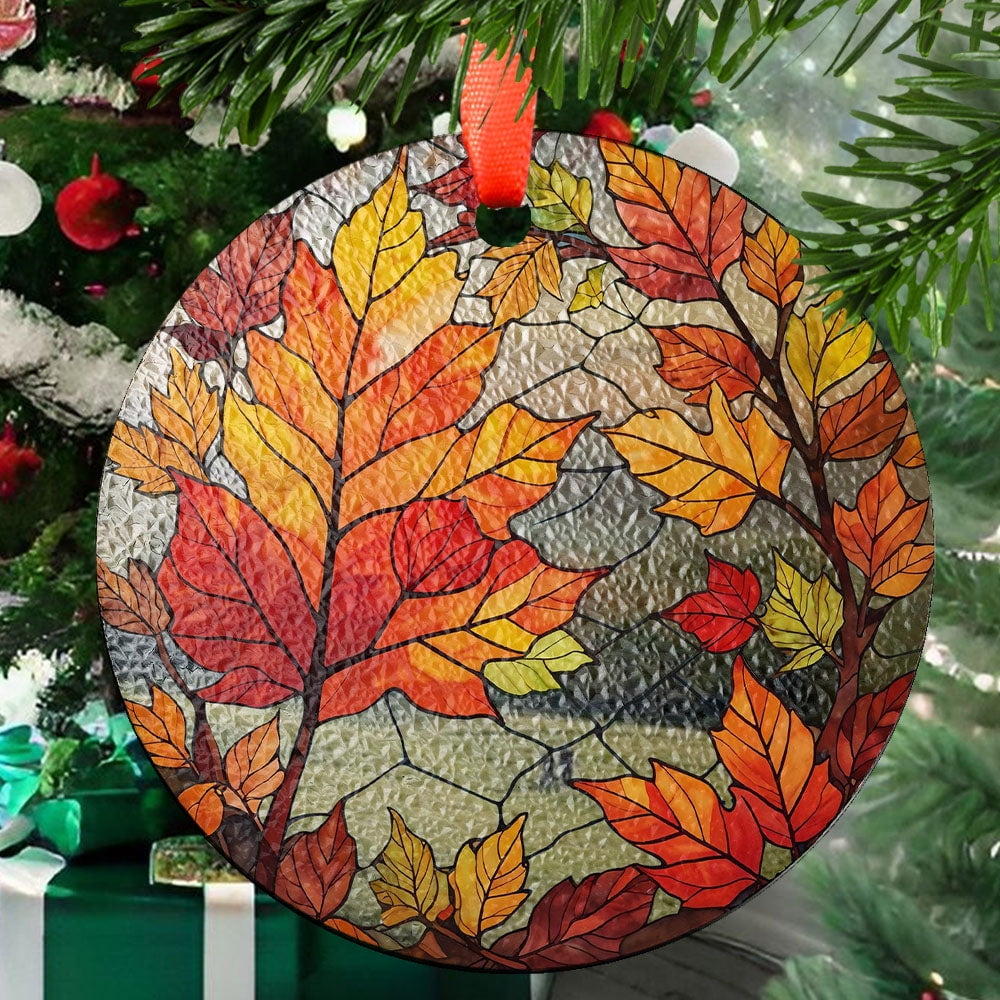 Maple leaf Branch Ornament Suncatcher, Symbol Fall Ornament, Autumn ...