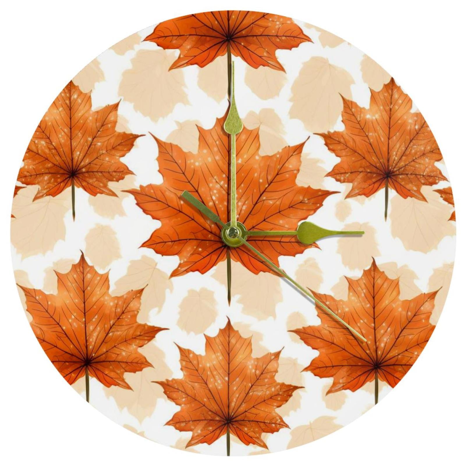 Maple leaf Circular Acrylic Wall Clock - Elegant Timepiece for Home ...
