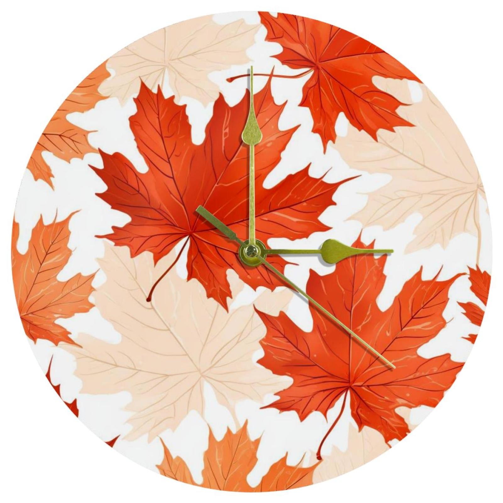 Maple leaf Circular Acrylic Wall Clock - Elegant Timepiece for Home ...