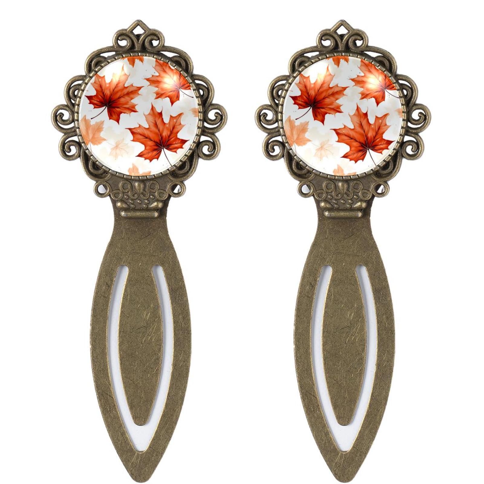 Maple leaf Copper-Colored Lace Bookmarks Set - Stainless Steel Book ...