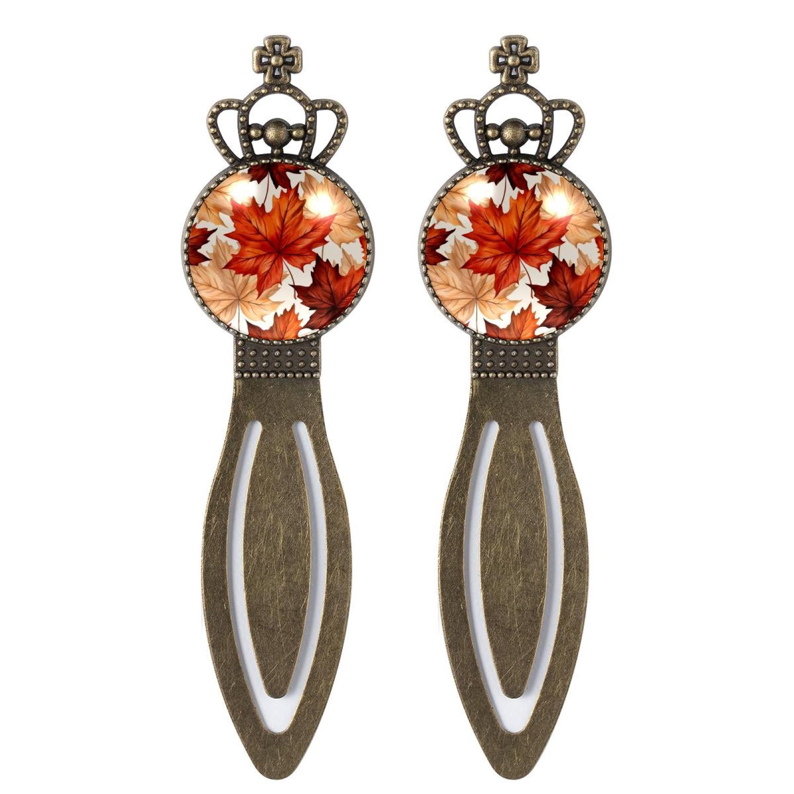 Maple leaf Unique Vintage Copper Crown-Shaped Bookmarks - Set of 2 ...