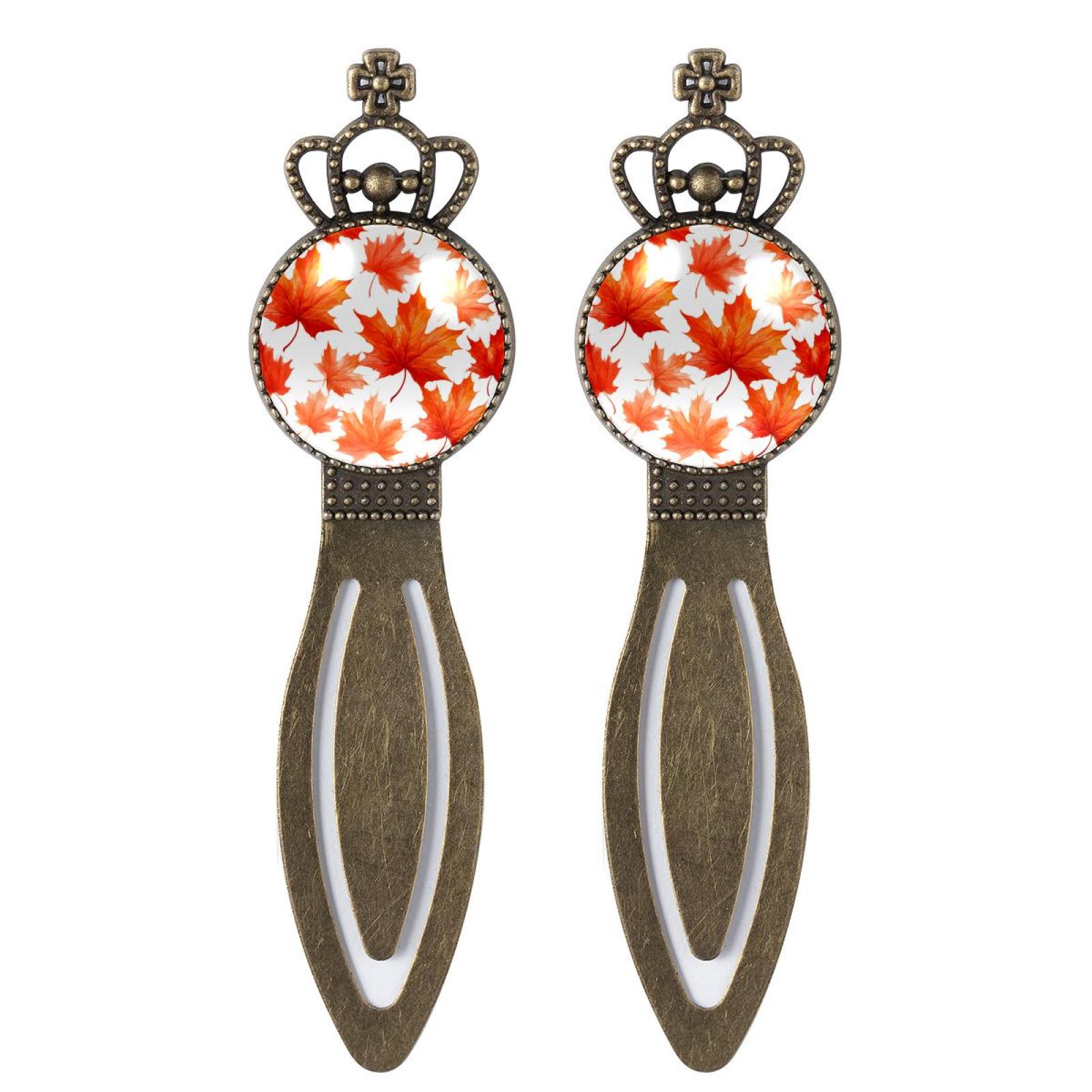 Maple leaf Vintage Copper Crown-Shaped Bookmarks: Stainless Steel ...