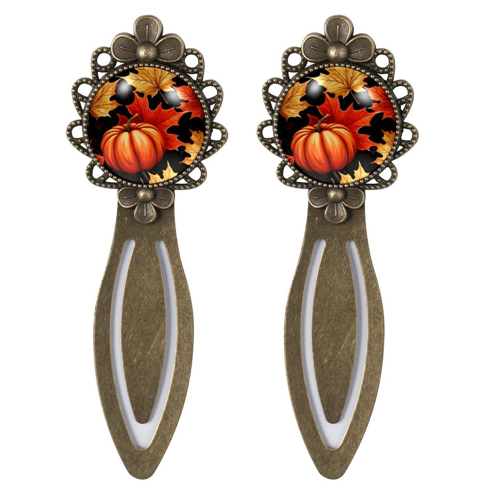 Maple leaf pumpkin Copper-Colored Lace Bookmarks - Stainless Steel Book Accessories for Readers ...