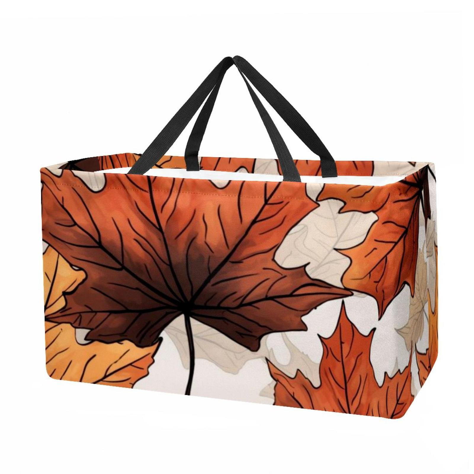 Maple leaves Collapsible Oxford Cloth Laundry Bag Grocery Bags Shopping Bag with Reusable ...