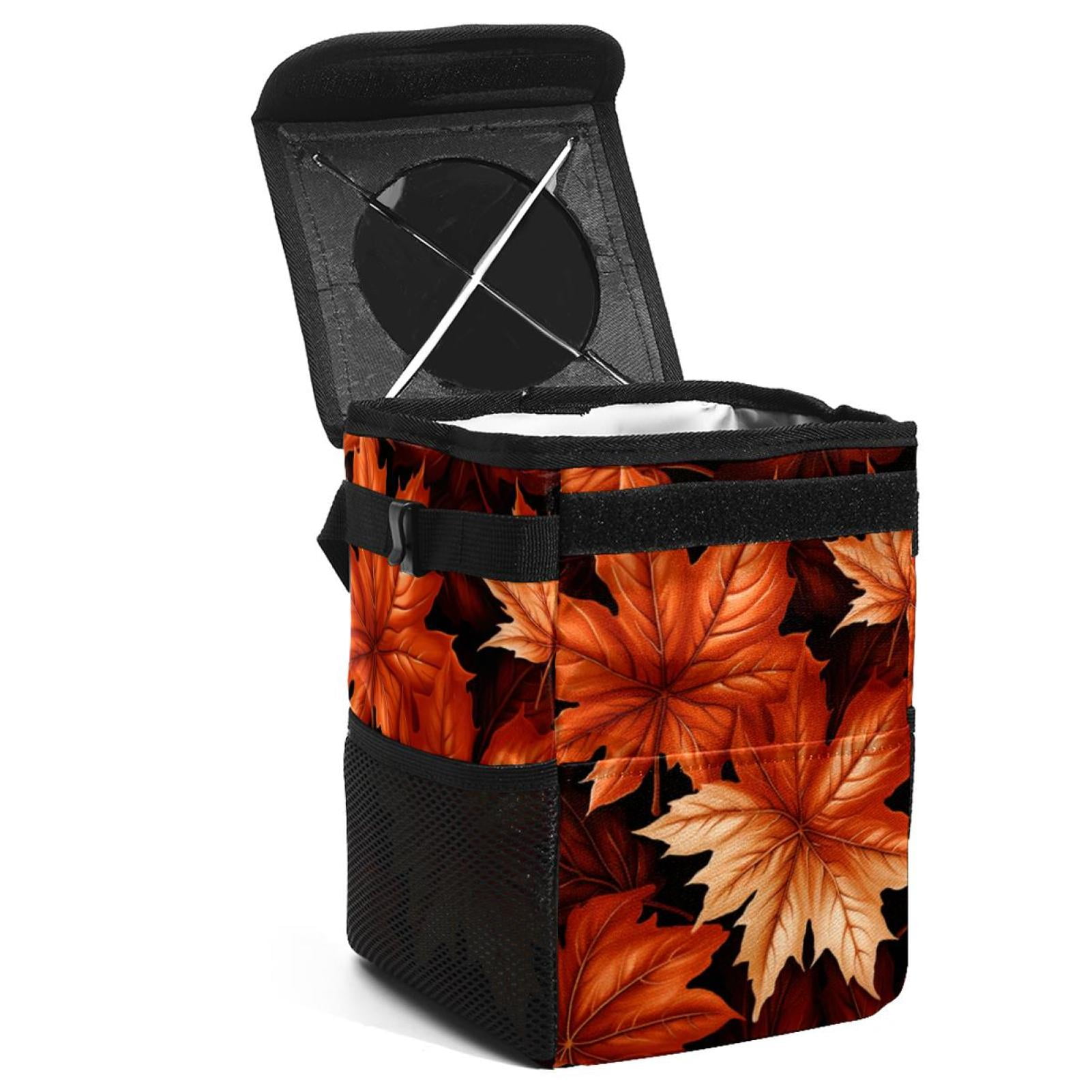 Maple leaves Foldable Car Garbage Can with Lid - Leak-proof Mini Trash ...