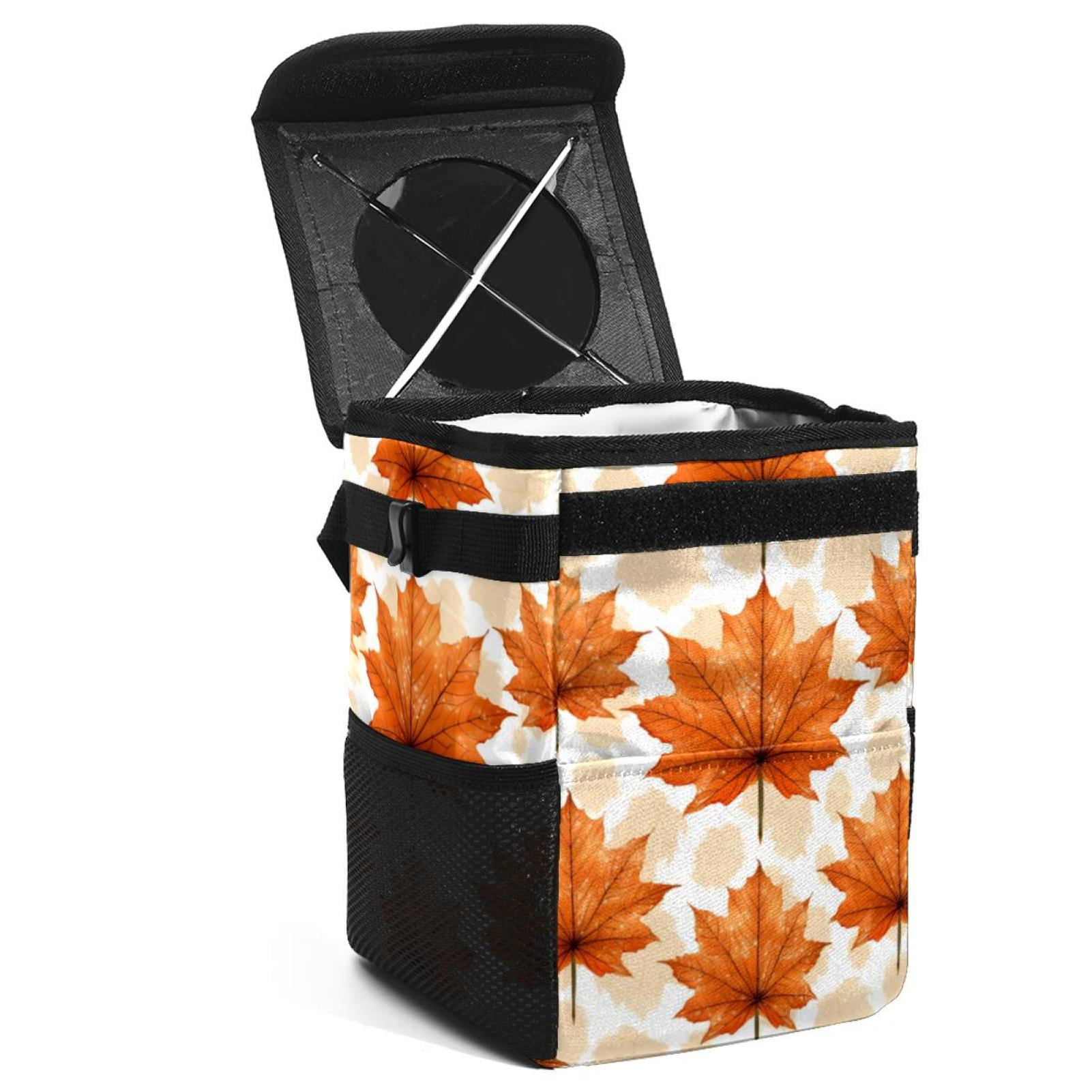 Maple leaves Foldable Car Trash Can with Lid, Leak-Proof Hanging ...