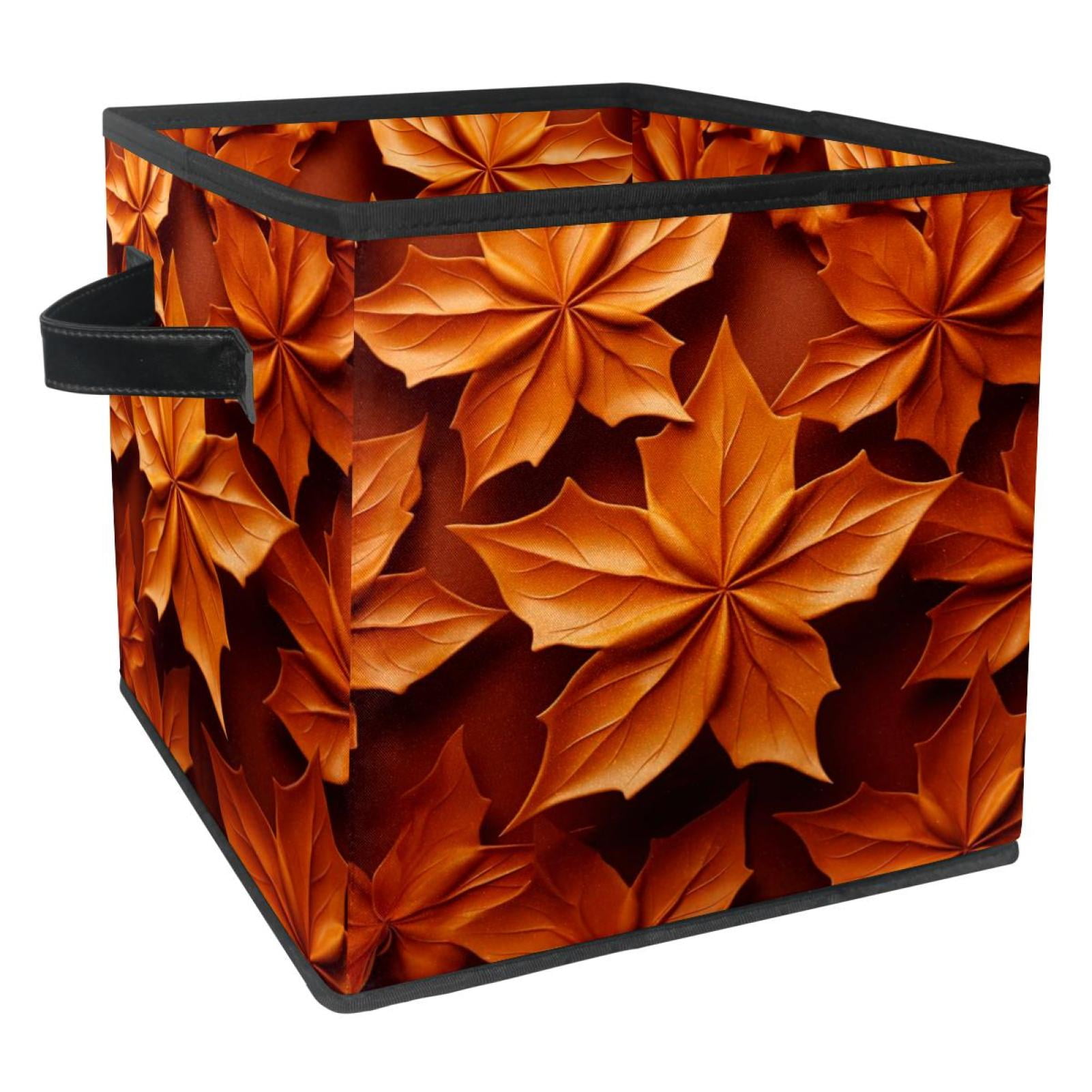 Maple leaves Foldable Storage Baskets with Handle, 10.8"x10.5"x10.6 ...