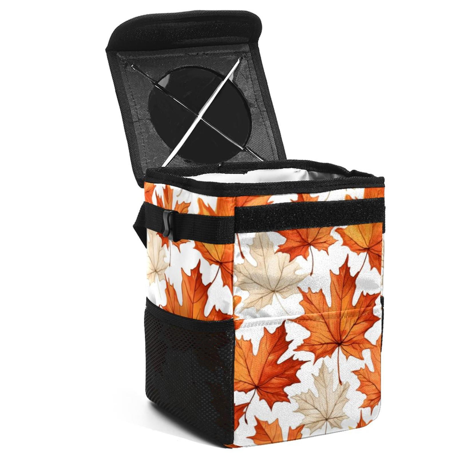 Maple leaves Leak-Proof Foldable Car Garbage Can with Lid and Hanging ...