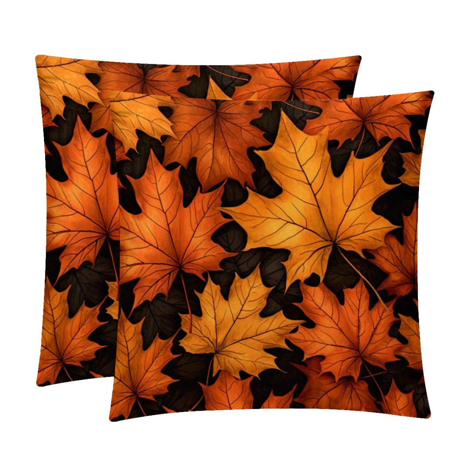 Maple leaves Luxurious Velvet Decorative Throw Pillow Covers - Set of 2 ...