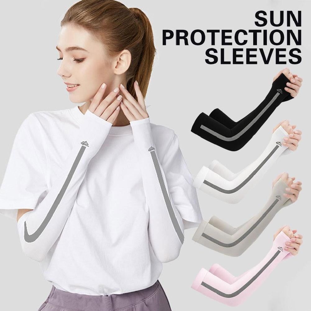 MapleMart Long Half Finger Gloves Arm Sleeves Sun Protection Ice Cool ...
