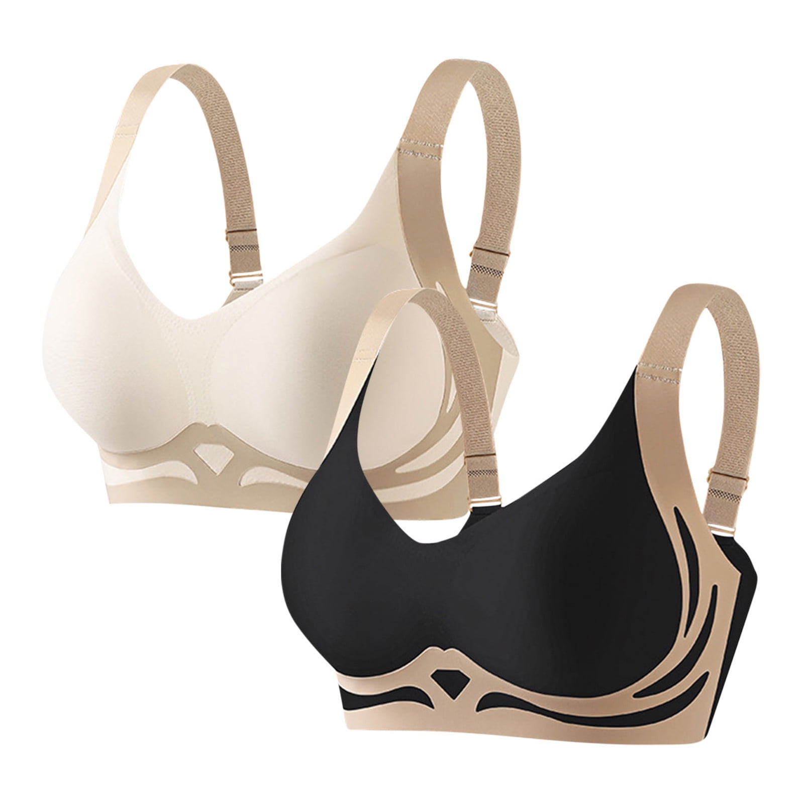 Maplenight 2 PC Women's No Underwire Bras Full Coverage Seamless Push ...