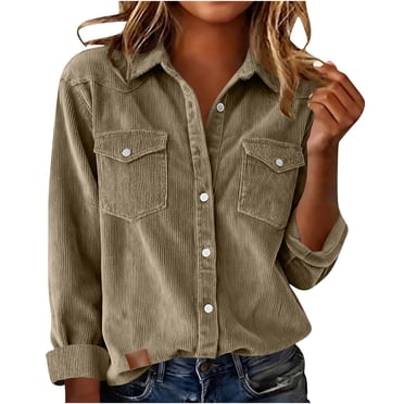 Fantaslook Denim Shirts for Women Button Down Blouses Long Sleeve ...
