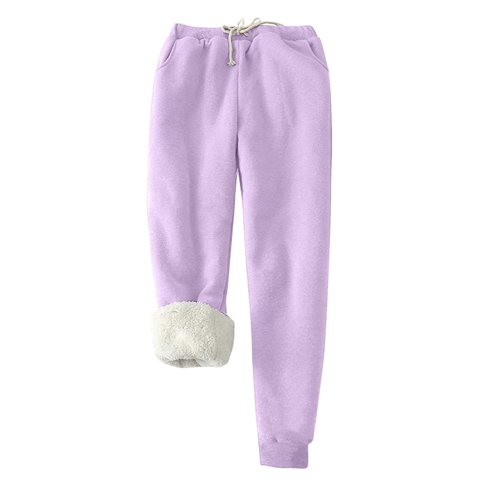 Maplenight Fleece Lined Sweatpants Women Winter Warm Sherpa Cinch ...
