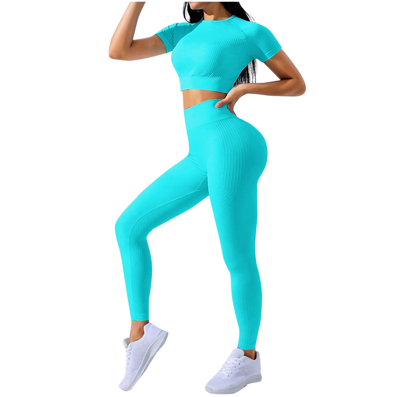 Maplenight Seamless Workout Sets for Women High Waist Yoga Leggings and ...