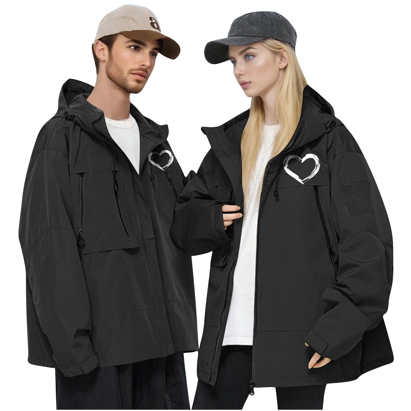 Maplenight Unisex Waterproof Windbreaker Jackets Graphic Print Hooded ...